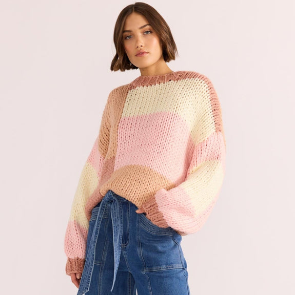 Marcella Colour Block Sweater - Blush (LAST SIZE / M) – Collective NZ